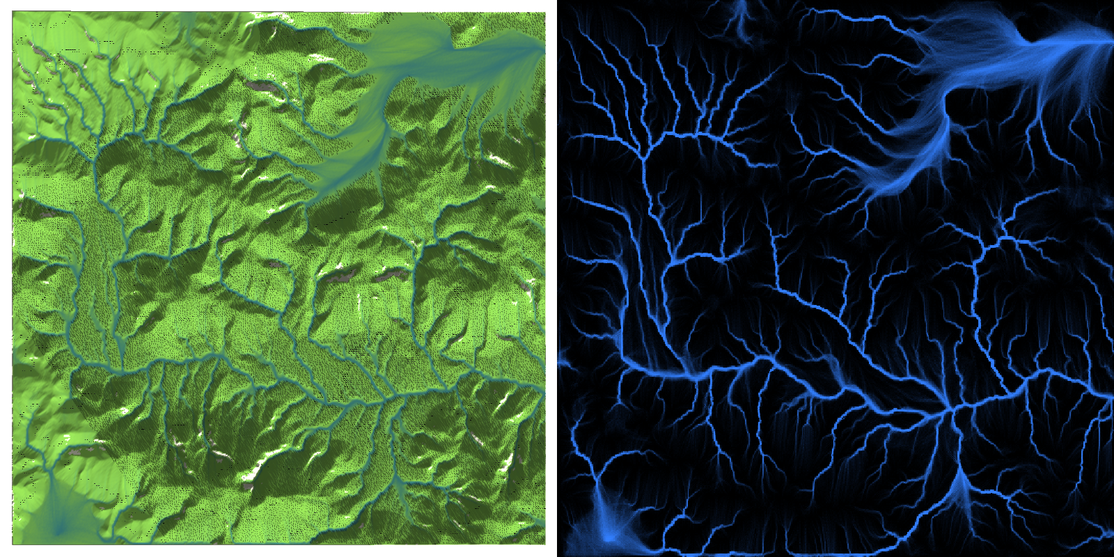 More sped-up procedural hydrology (cause it's fun to look at) : r ...